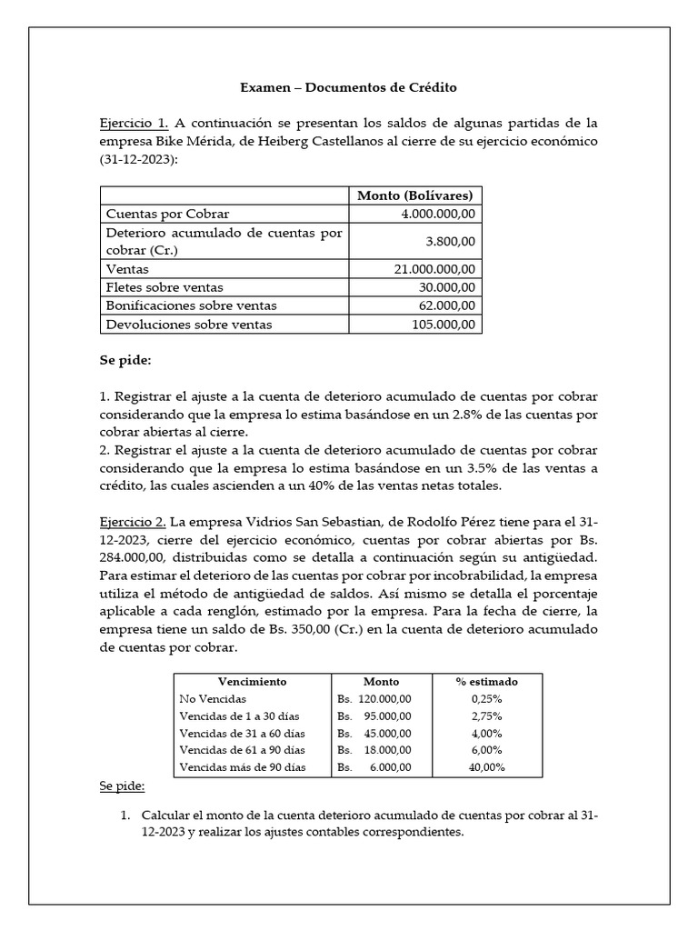 Examen de Documentos de Cr-Dito b2023 | PDF | Business | Jerga corporativa