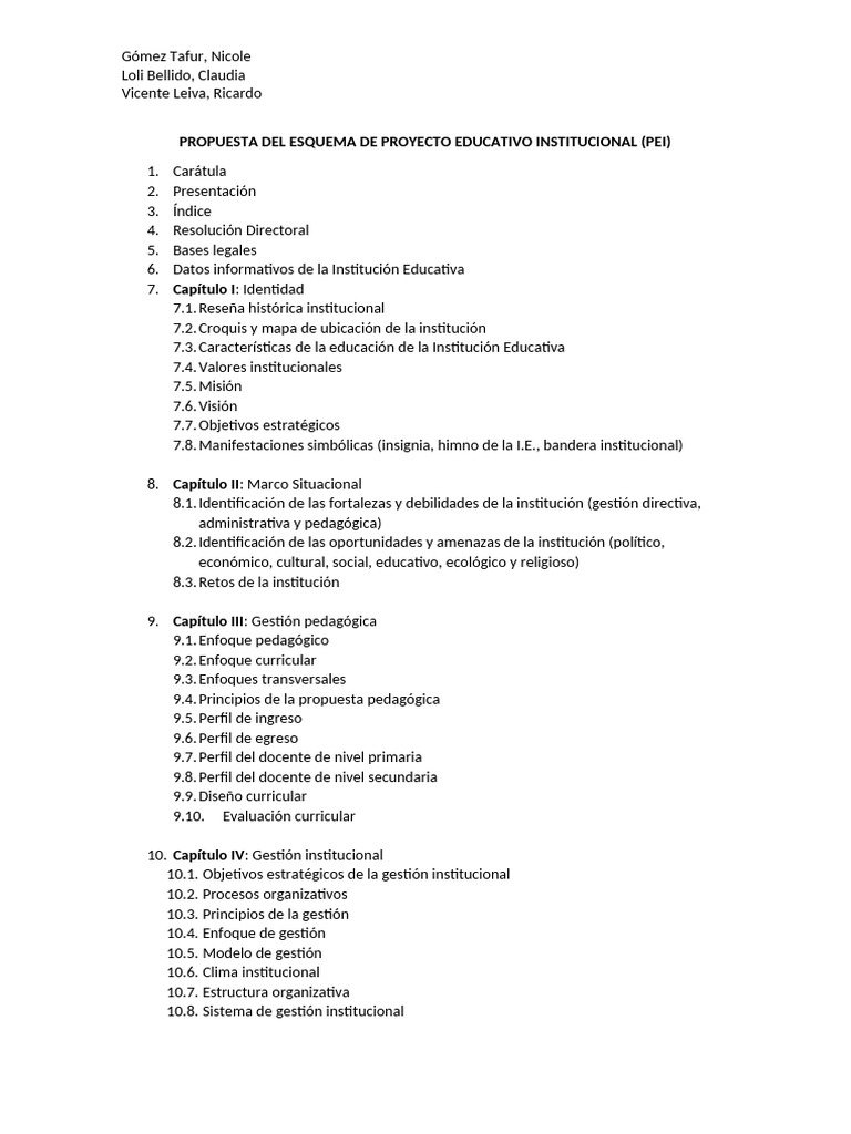 Propuesta de Esquema Del Pei | PDF