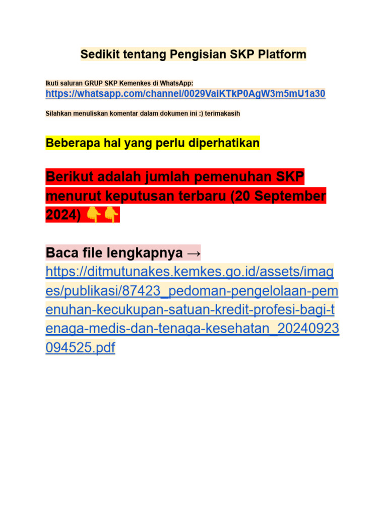 Panduan Pengisian SKP Kemenkes 2024 | PDF
