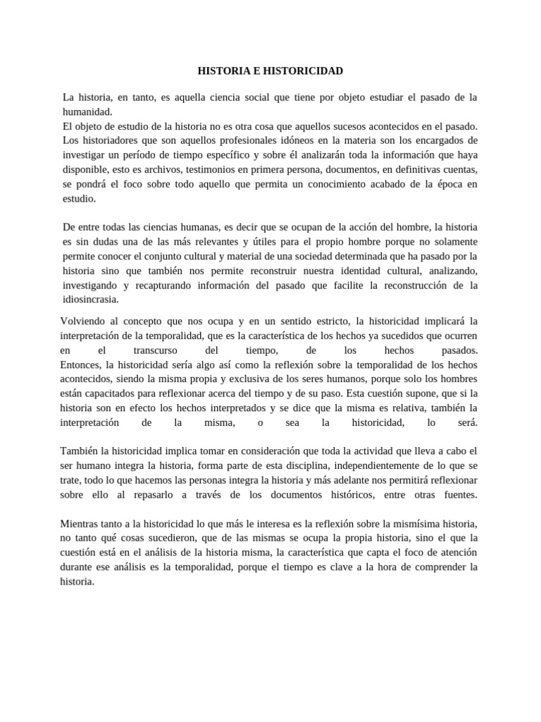 Diferencia entre historia e historicidad | PDF | Hora | Humano