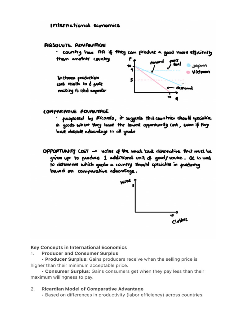 REVISION SHEET International Econ | PDF | Comparative Advantage ...