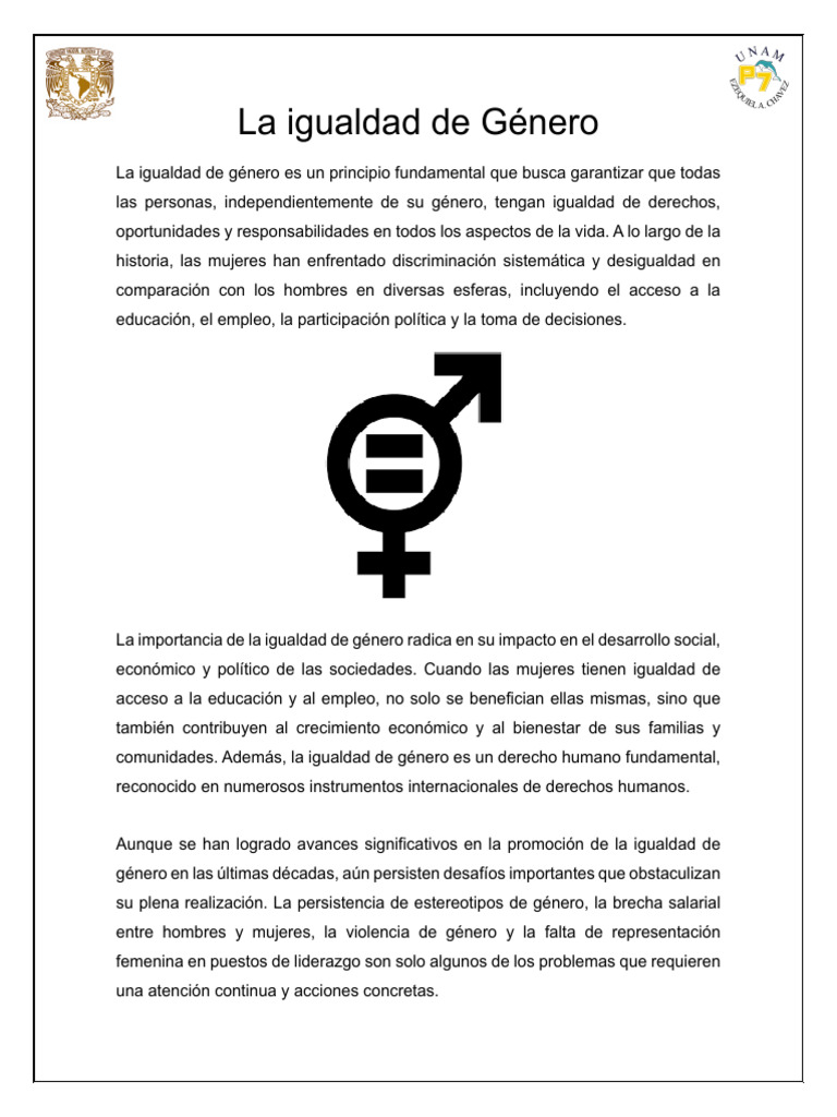 La Igualdad de Género | PDF | Estudios de género | Igualdad de género
