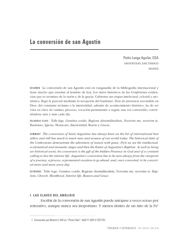 La Conversion de San Agustin Pedro Langa Aguilar OSA UNIVERSIDAD SAN ...