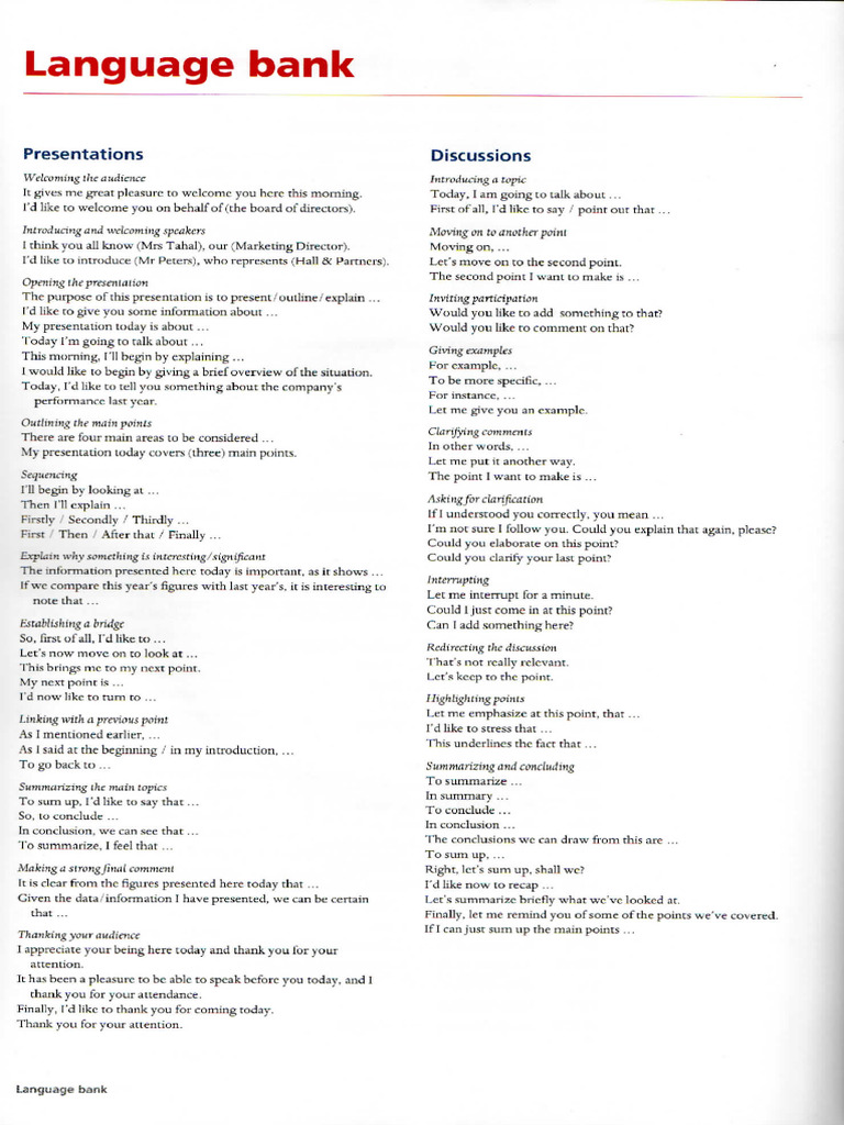 Presentations Language | PDF