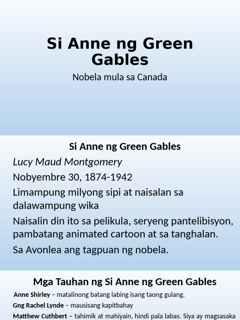 Si Anne NG Green Gables | PDF