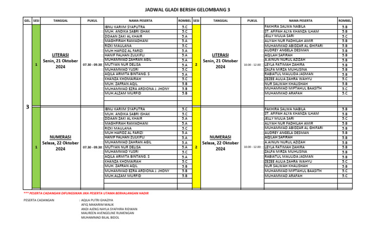 Jadwal Gladi Gel.3 | PDF