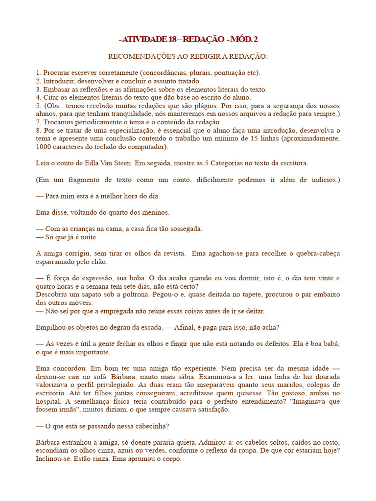 Mód. 2 - Ativ. 18 - FC | PDF | Casa e Jardim