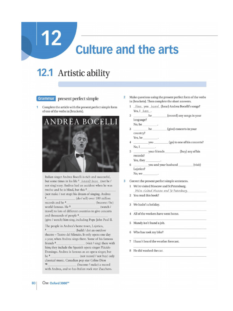 UNIT 12.1 A2 WB 2P | PDF