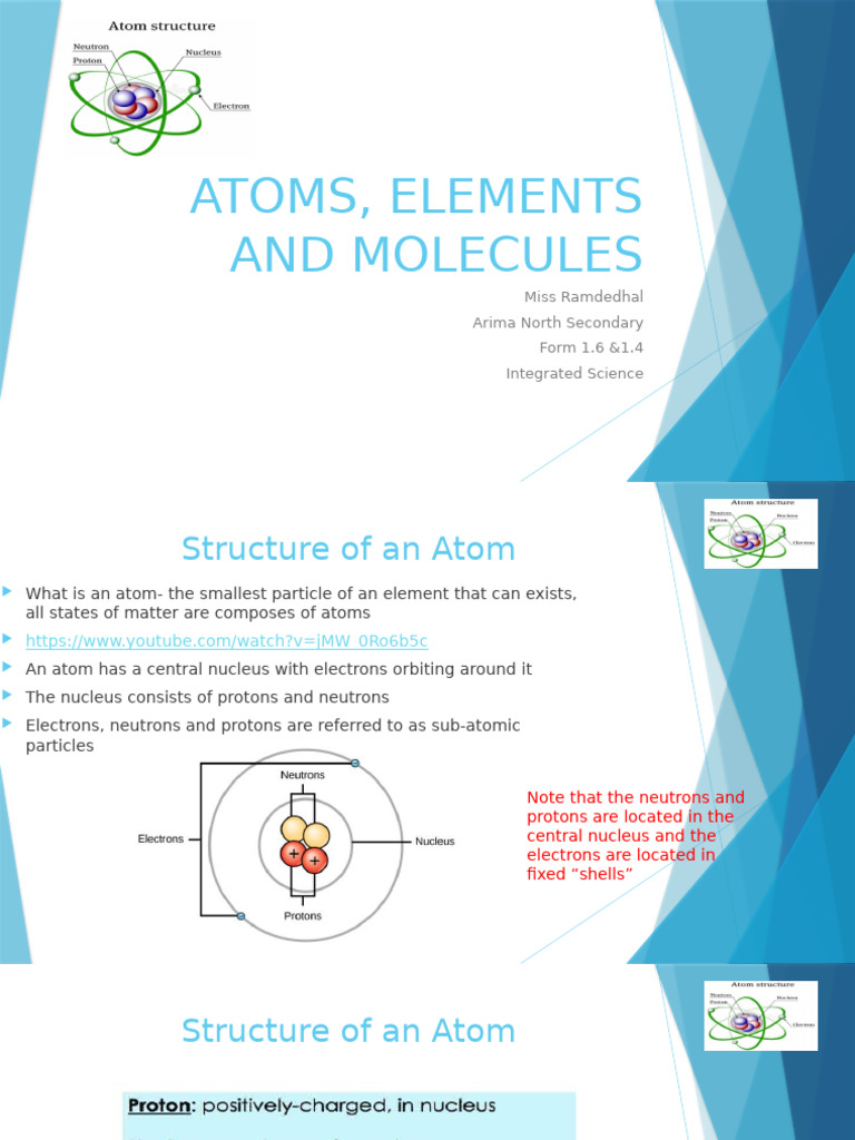 Atoms, Elements and Molecules | PDF | Atoms | Chemical Elements