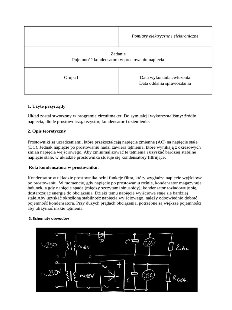 Sprawozdanie Pomiary 3 | PDF