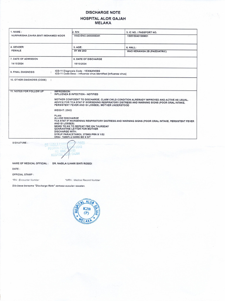 Discharge Note 15.10.2024 | PDF