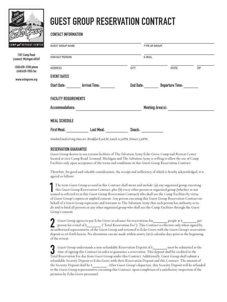 Group Retreat Contract Guide | PDF | Indemnity | Law Of Agency