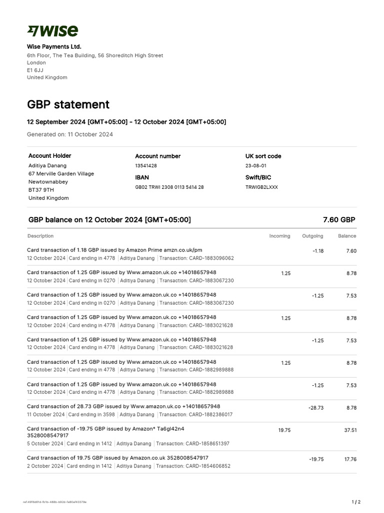 Wise Statement | PDF | Banking | Financial Regulation