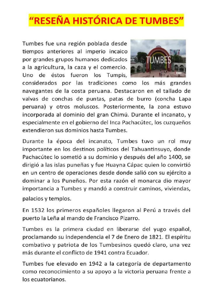 Reseña Historica de Tumbes | PDF