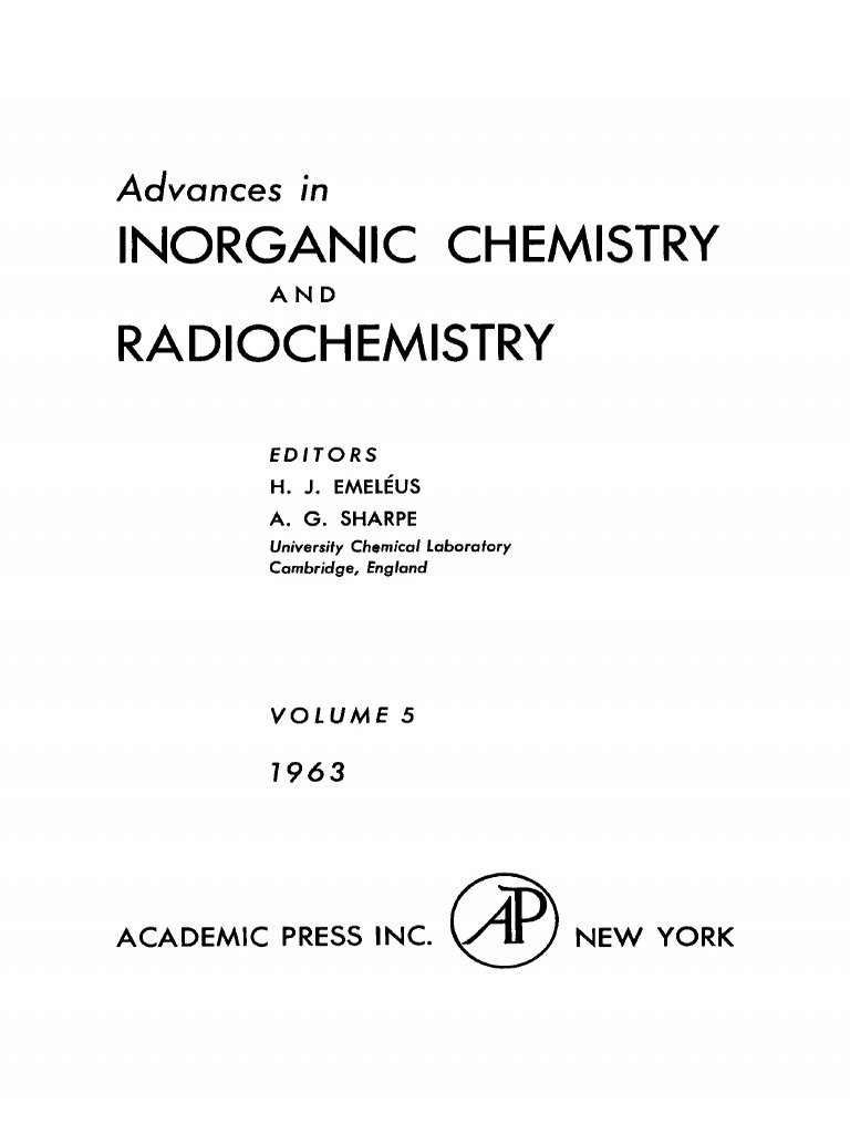 Advances in Inorganic Chemistry and Radiochemistry 5 | PDF | Chemical ...