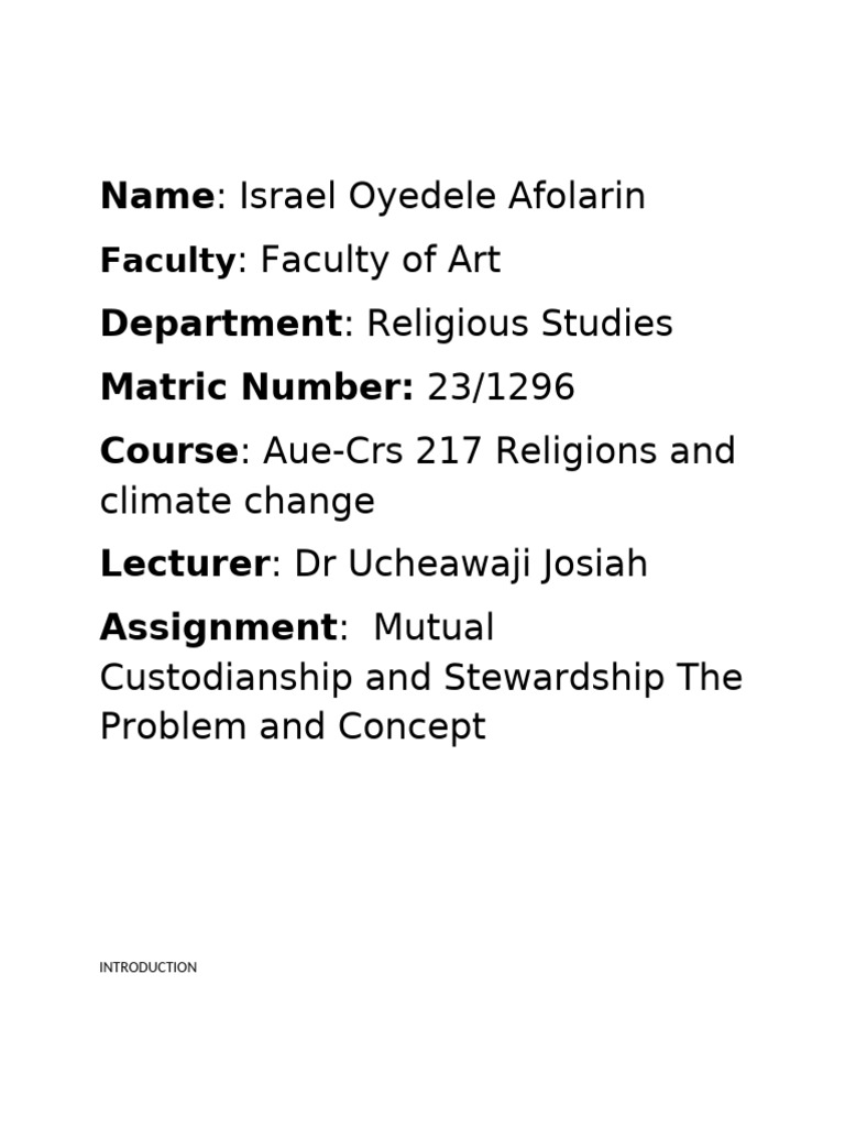 Izzy Assignment | PDF | Genesis Creation Narrative | Book Of Genesis