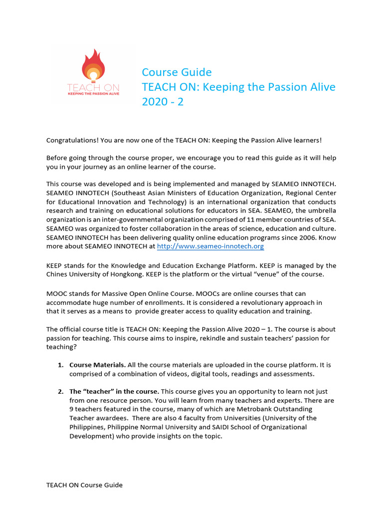Teach-On-2020-2-Course-Guide | PDF | Educational Technology | Massive ...