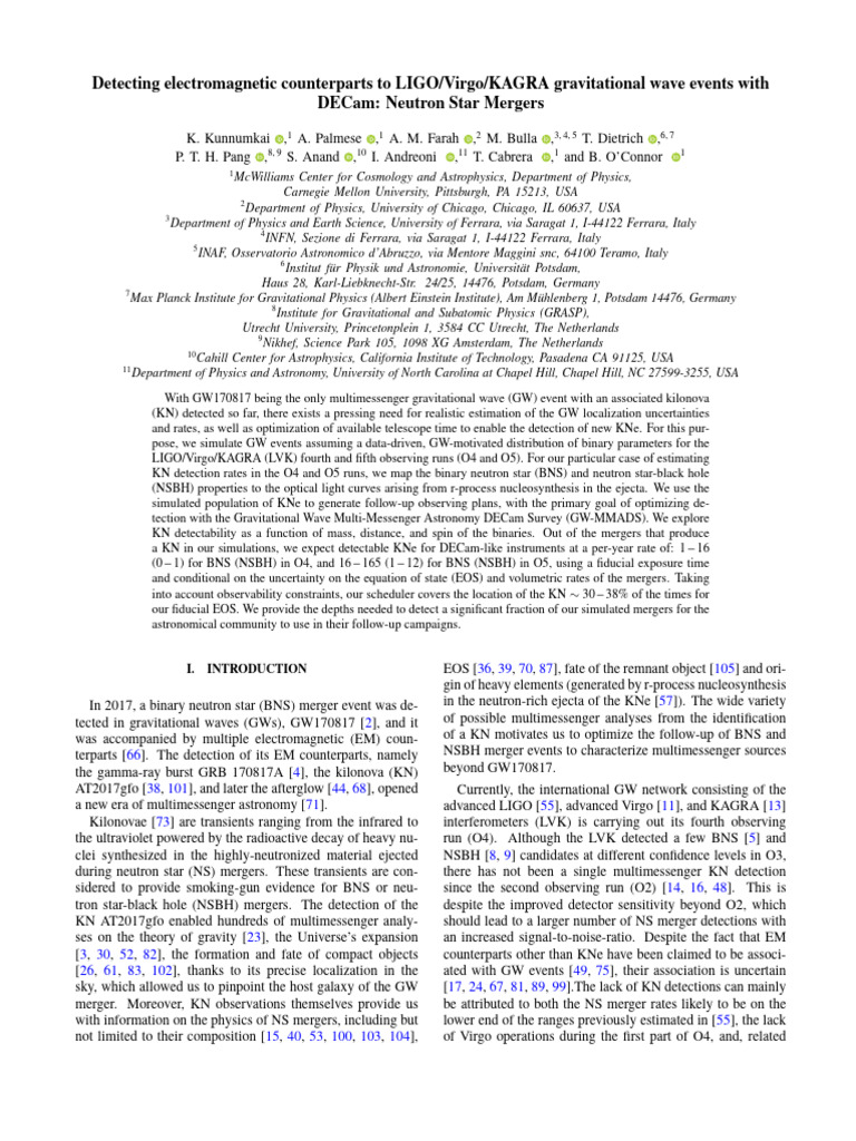 Detecting Electromagnetic Counterparts To Ligo/Virgo/Kagra Gravitational Wave Events With Decam ...