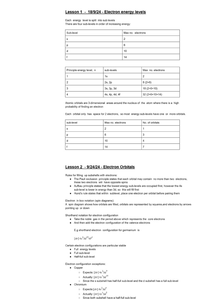 Unit 5 - Electrons | PDF
