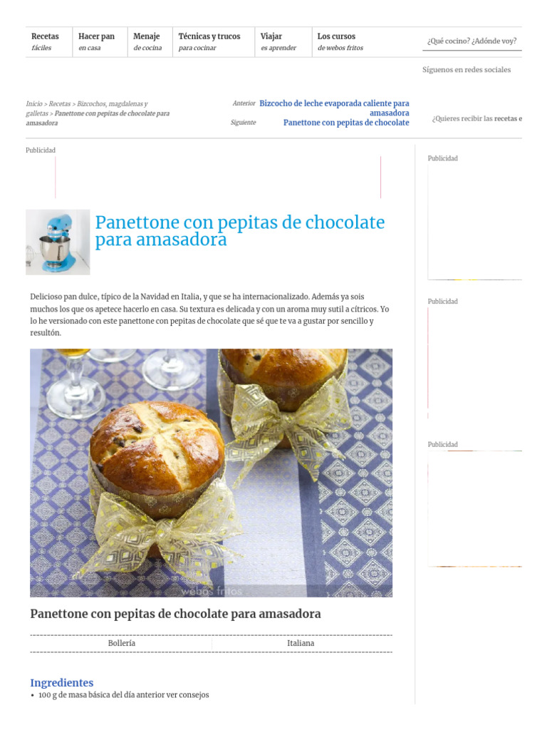 Panettone Con Pepitas de Chocolate - Un Clásico Versionado | PDF ...