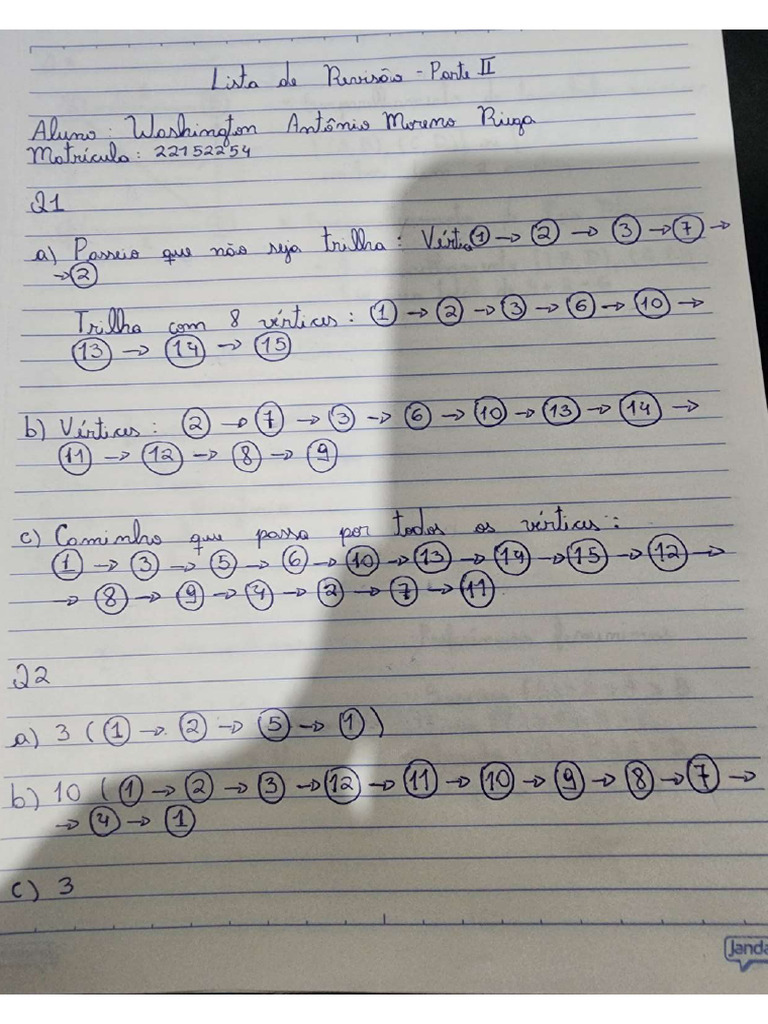 Lista2 Revisao Grafos | PDF