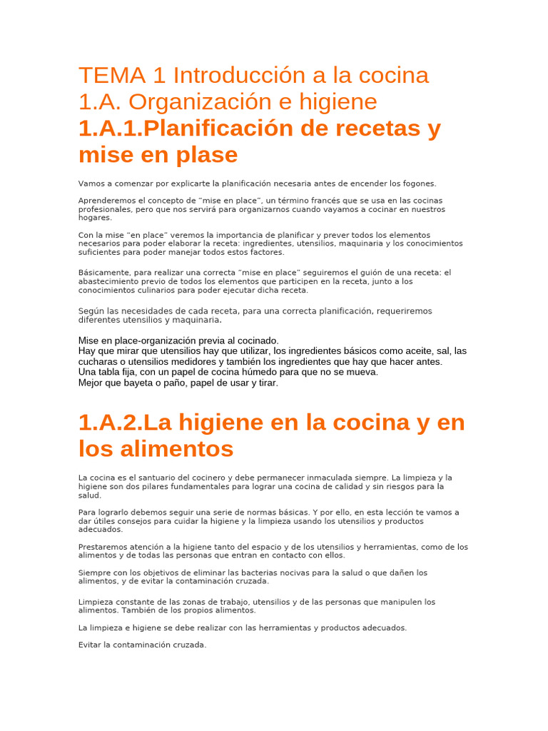 Masterchef Tema 1 Introducción A La Cocina | PDF | Despensa | Cuchillo