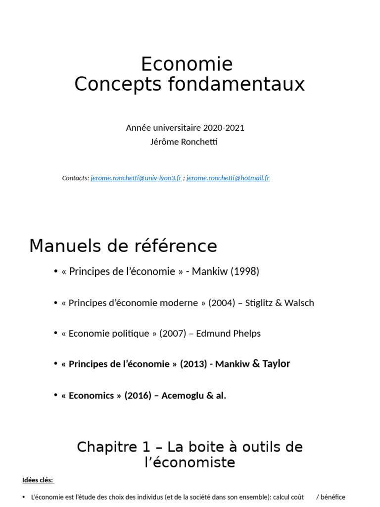 Chapitre 1 | PDF | Économie | Risque
