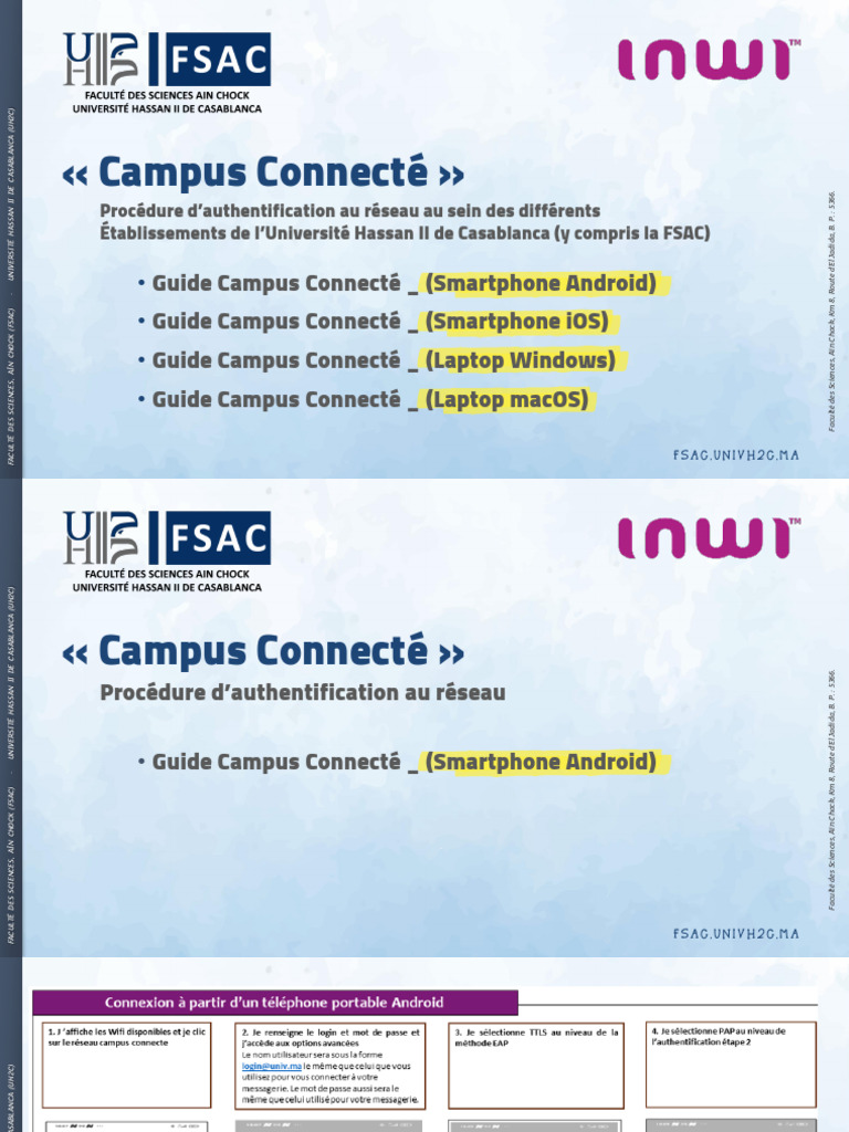 Guide d'authentification réseau FSAC | PDF | Informatique | Ingénierie ...