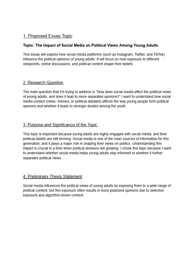 Essay Topic Proposal | PDF | Social Media | Popular Culture & Media Studies