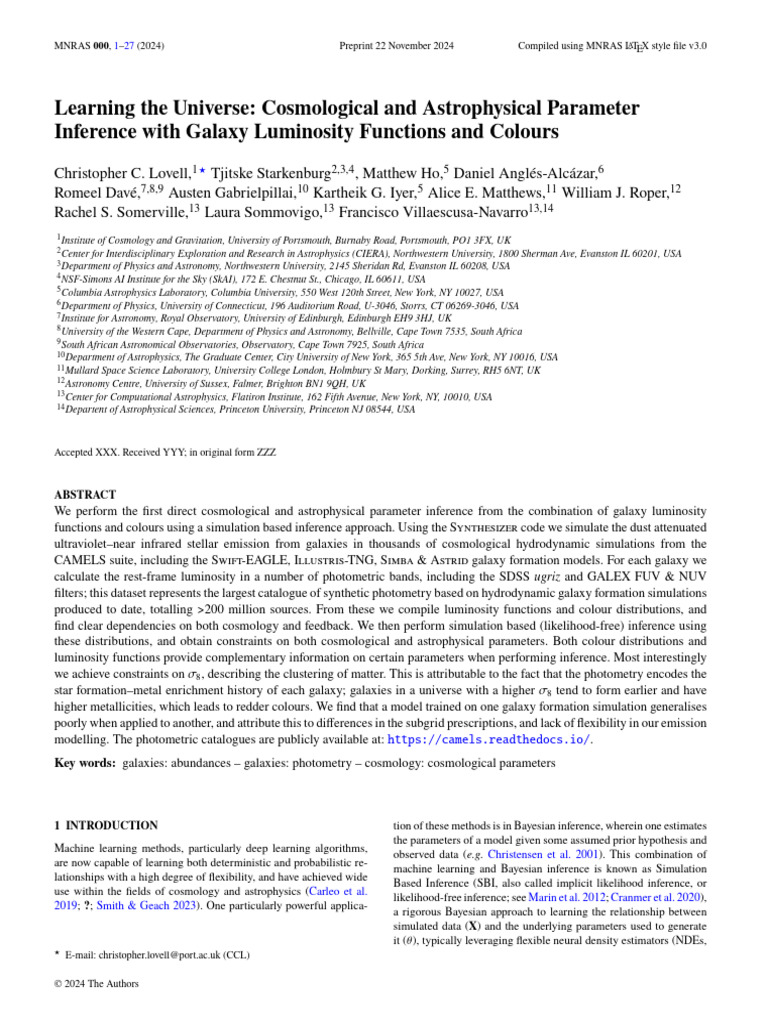 Learning The Universe: Cosmological and Astrophysical Parameter ...