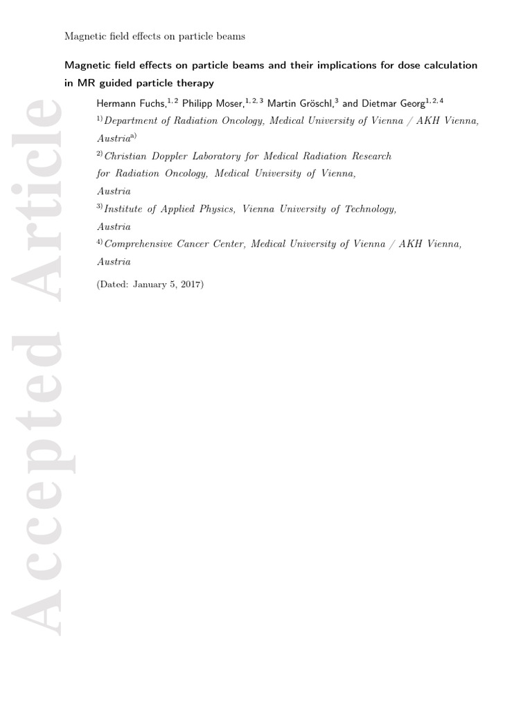 Magnetic Field Pdf Radiation Therapy Electron