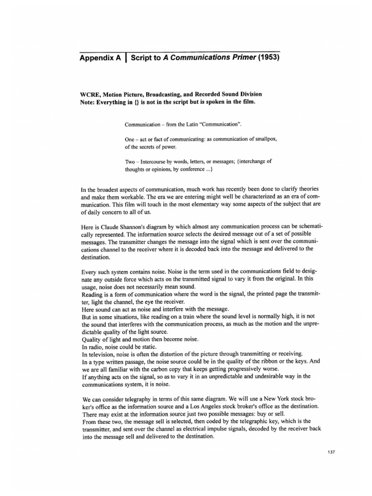 A Communications Primer Script 1953 | PDF | Communication | Information