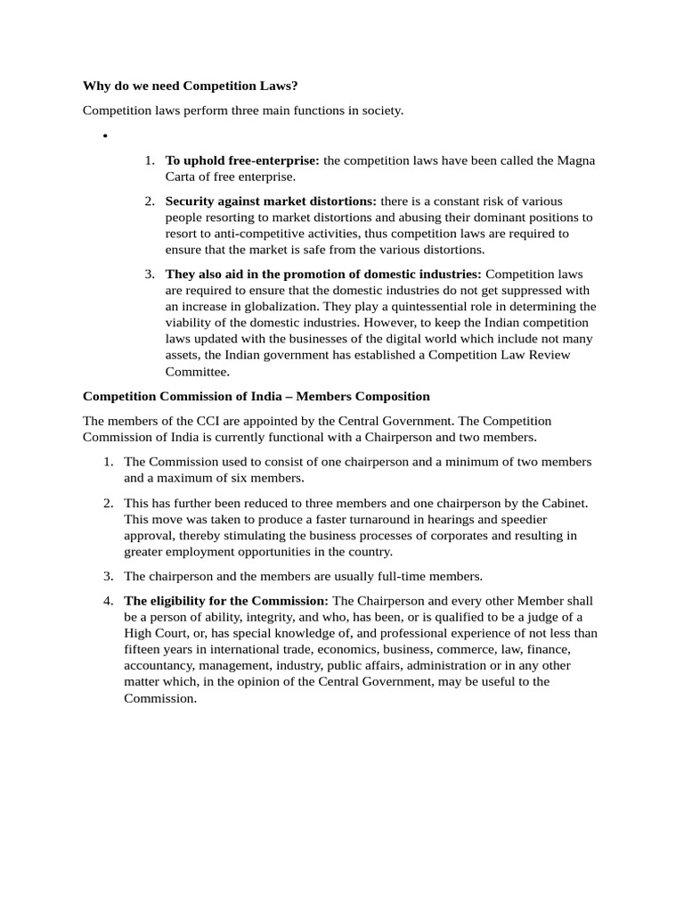 Why Do We Need Competition Laws | PDF | Business | Finance & Money ...