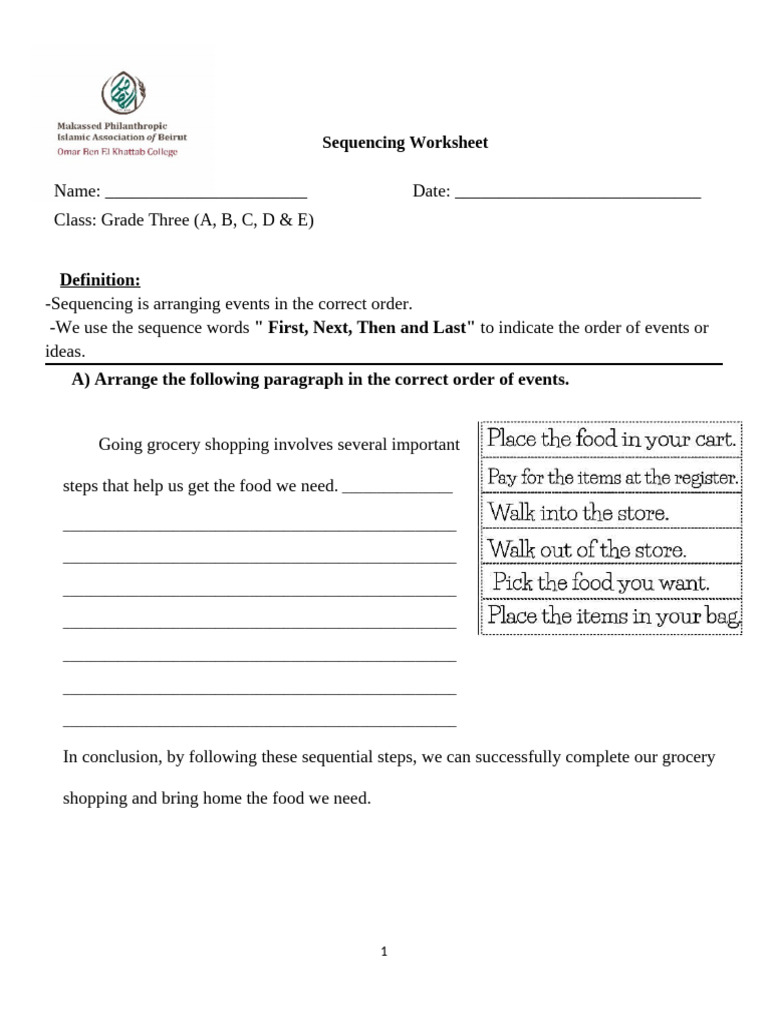 Sequencing Events Worksheet for Kids | PDF | Career & Growth