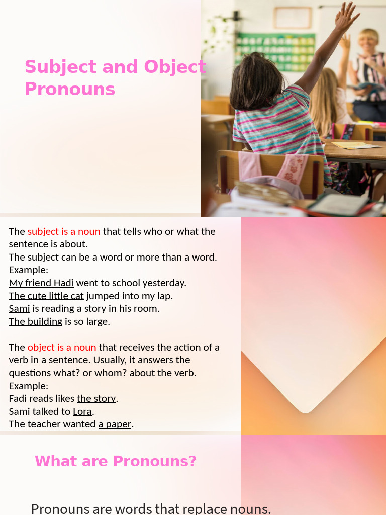 Suject and Object Pronouns | PDF | General Fiction