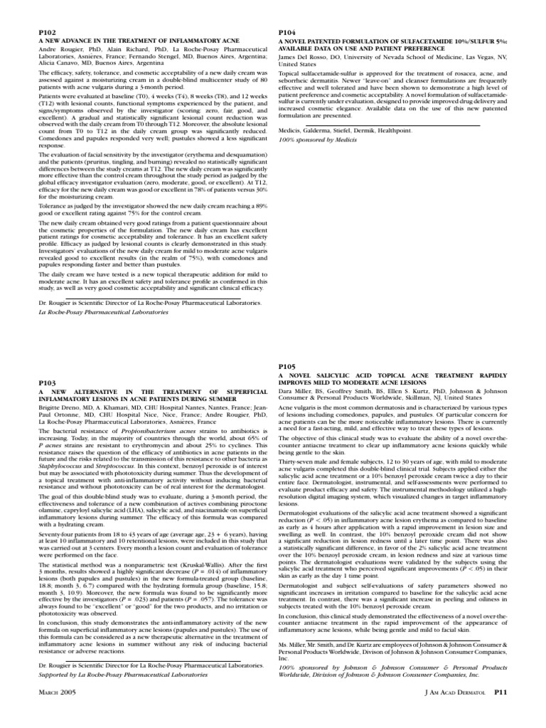 A Novel Salicylic Acid Topical Acne Treatment Rapidly Improves M 2005 ...