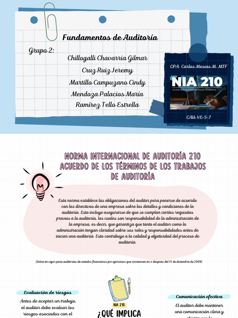 G2 - Nia 210 | PDF | Auditoría | Contralor