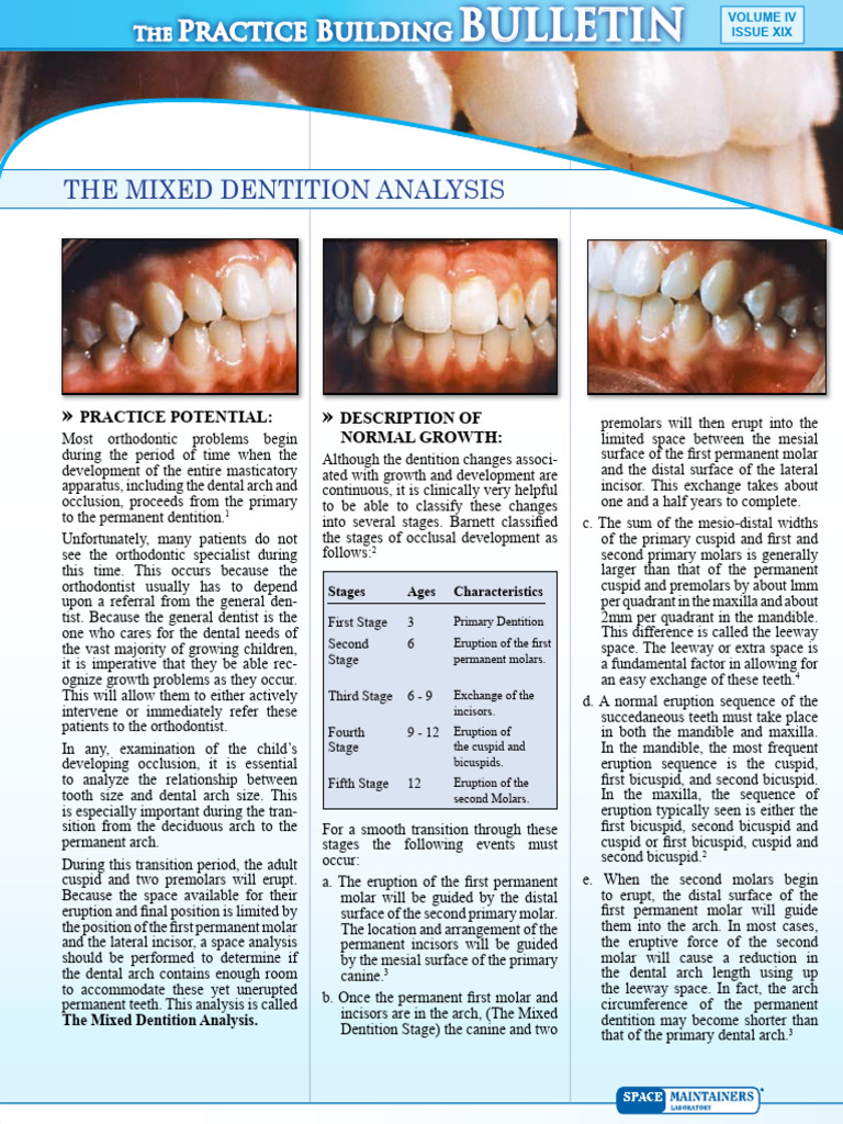 Mixed Dentition Analysis PBB19 | PDF | Tooth | Dentistry Branches