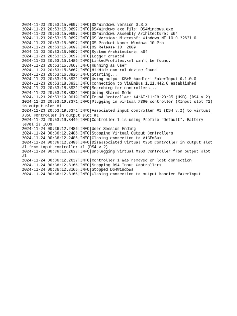 Ds4windows Log 20241124.0 | PDF