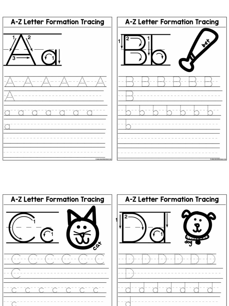 Free A-Z Letter Formation Tracing Worksheet Preschool & Kindergarten | PDF