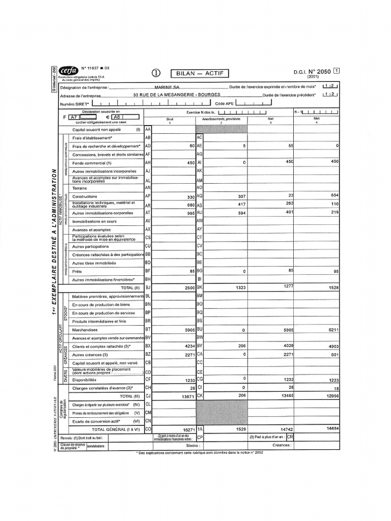 2 - Liasse Fiscale Cas de Synthèse TD (Cas MARINE) | PDF