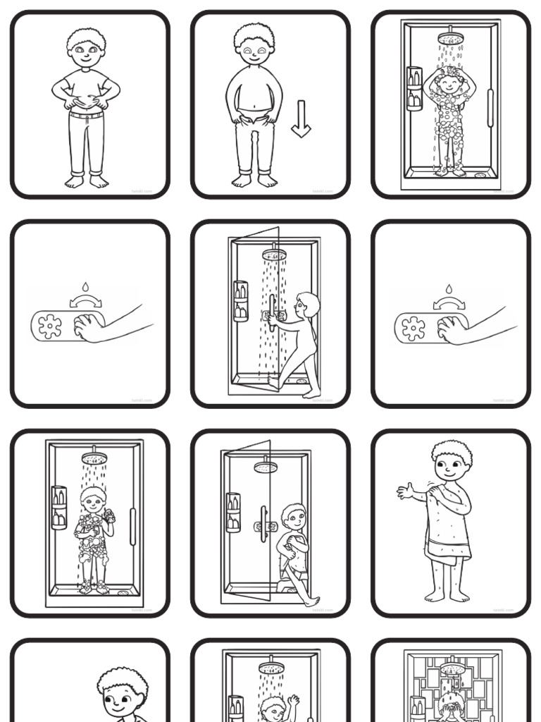 BW Taking A Shower Multi-Step Sequencing Cards | PDF | Home & Garden