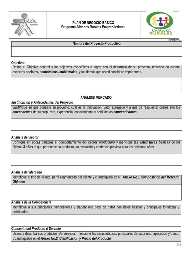Formato Plan de Negocio Basico | PDF | Presupuesto | Marketing