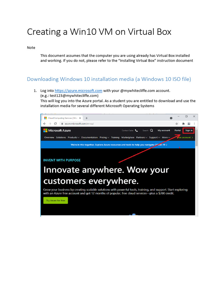 Creating A Win10 VM On Virtual Box | PDF | Windows 10 | Microsoft Windows