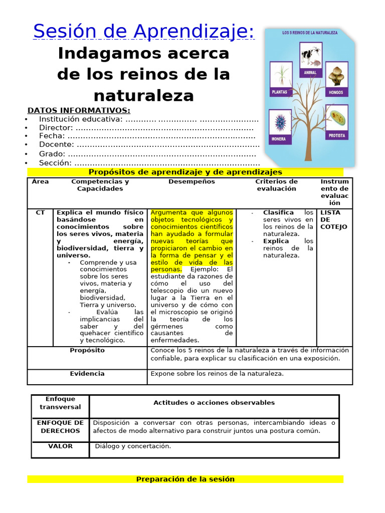 6° Grado Dia 4 Ct. Indagamos Acerca de Los Reinos de La Naturaleza | PDF | Naturaleza | Evaluación