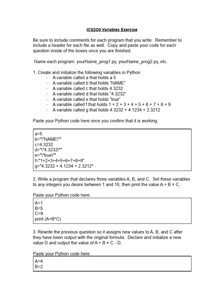 Python Variables and Calculations | PDF | Area | Computer Programming