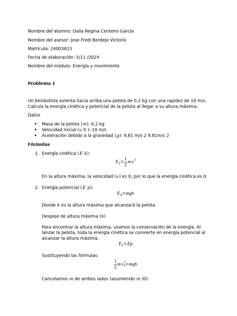 Fuerza, Trabajo y Energia | PDF | Masa | Movimiento (física)