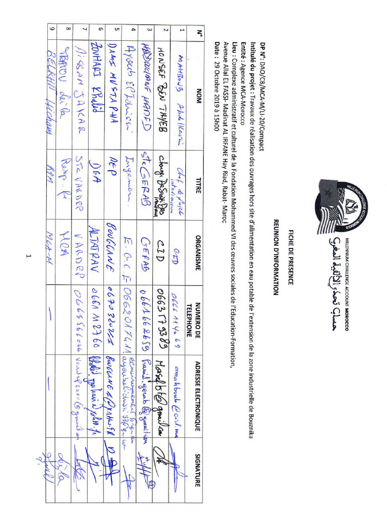 Annexe I-Fiche de Présence - 0 | PDF
