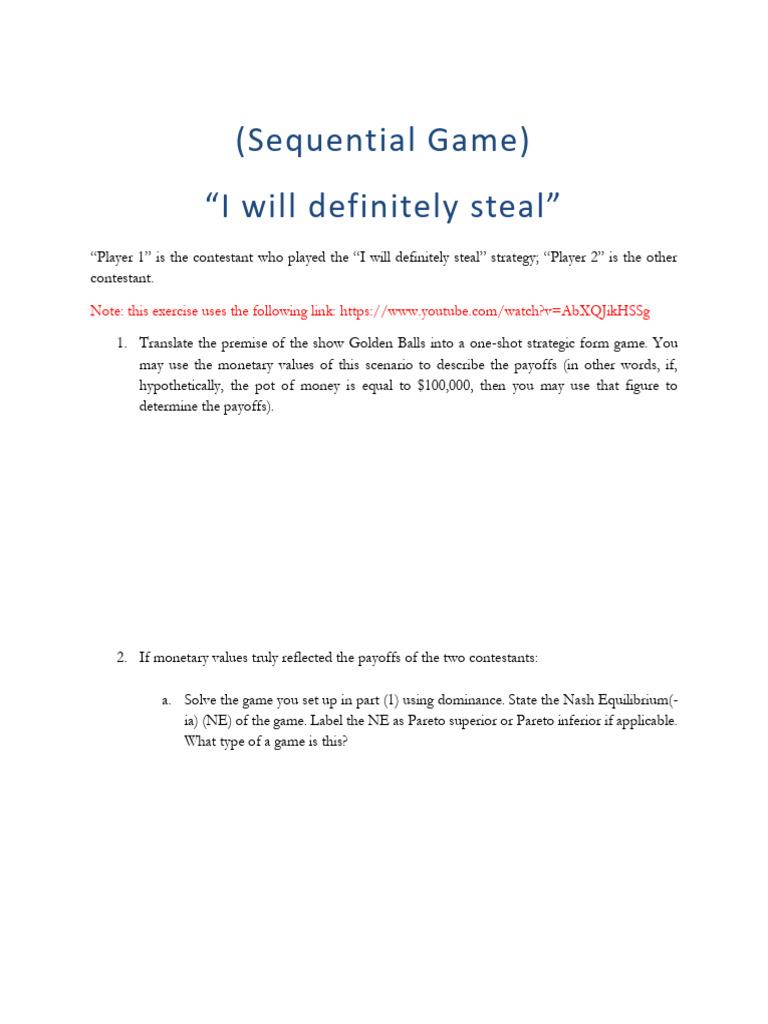 Golden Balls Game Theory Analysis | PDF