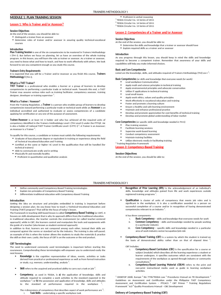 Trainers Methodology 1 Pdf Learning Cognitive Science